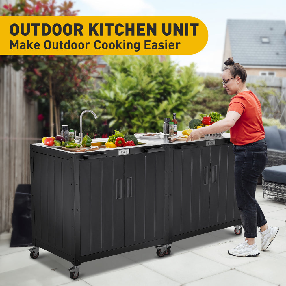 FEASTO Movable Outdoor Table Outdoor Storage Cabinet 304 Stainless Ste ...